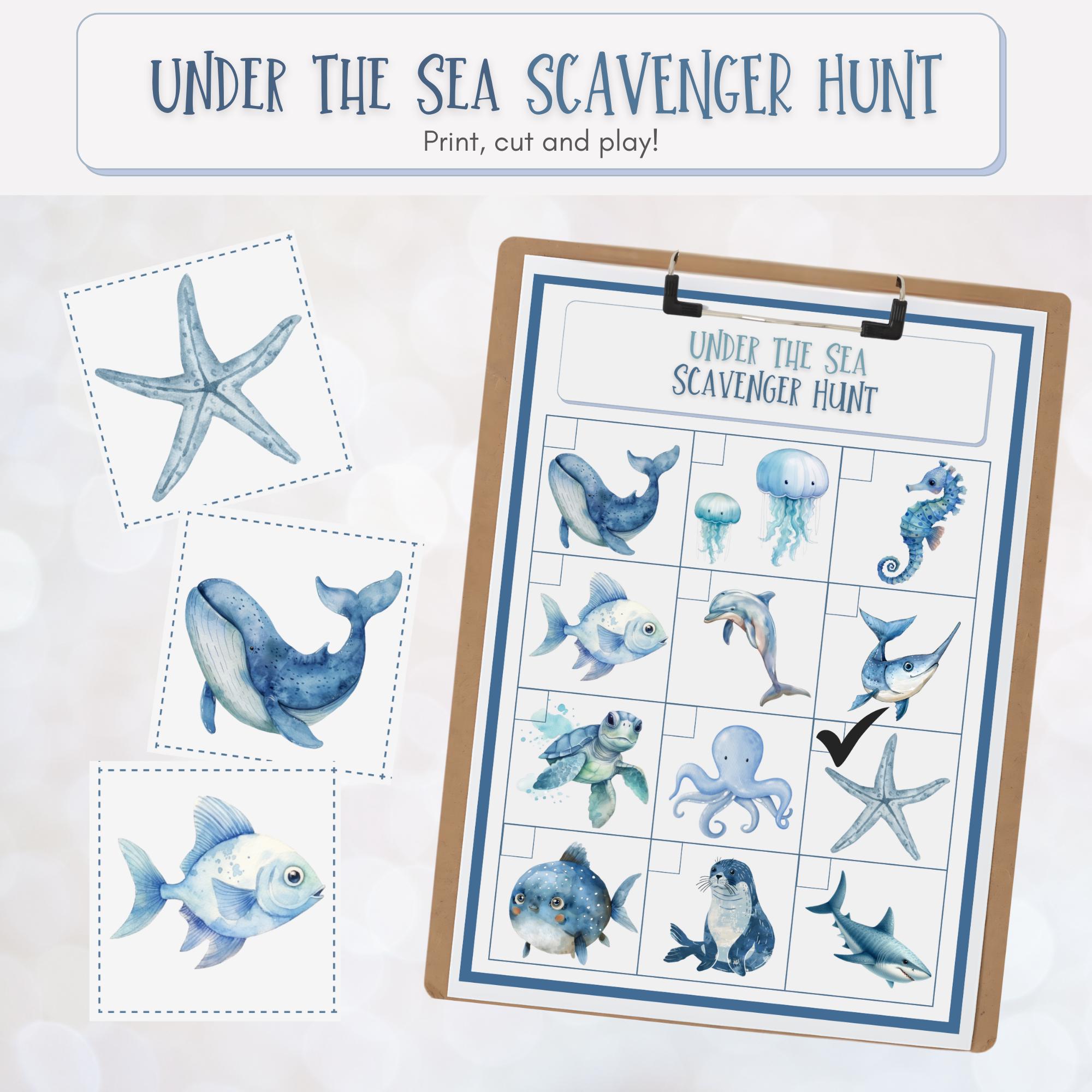 Under the Sea Scavenger Hunt Printable Cards | Ocean-themed Kids ...