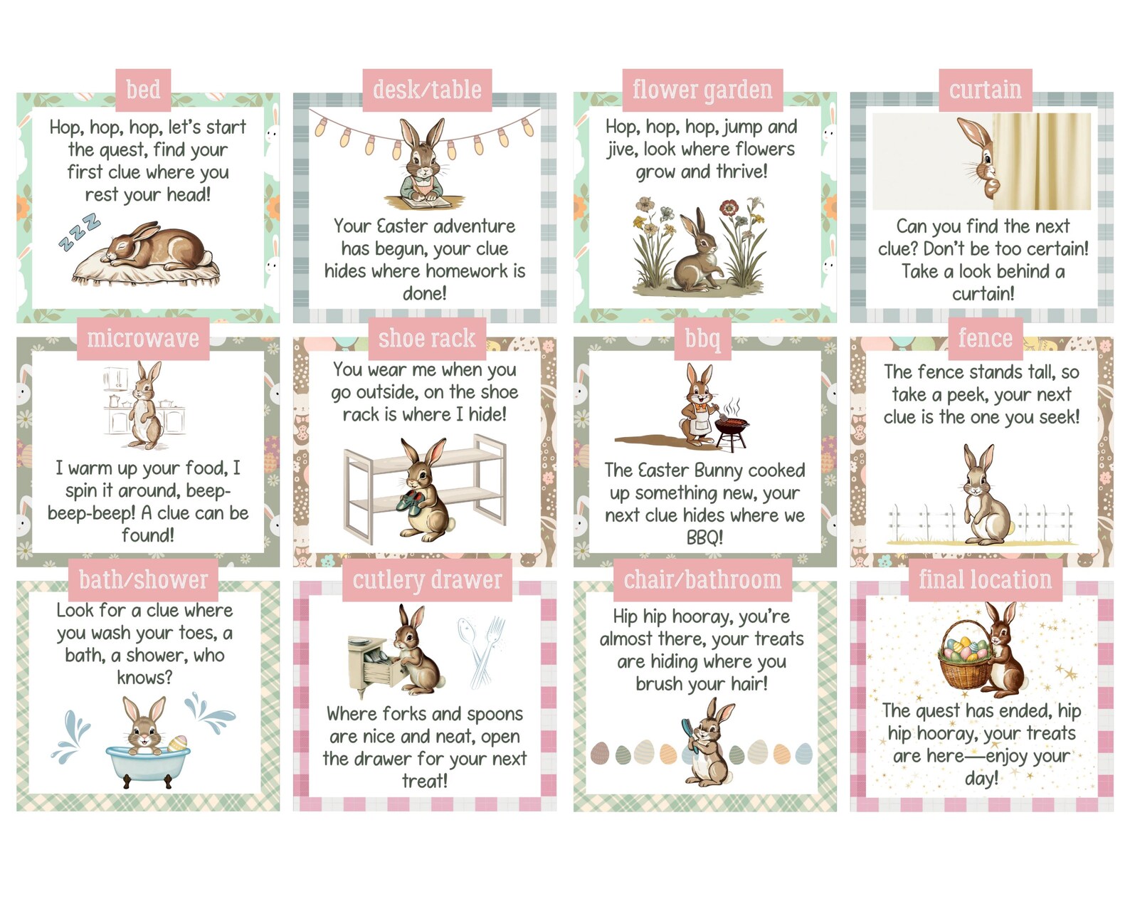 Easter Scavenger Hunt, Printable Treasure Egg Hunt, Kids Easter Bunny ...