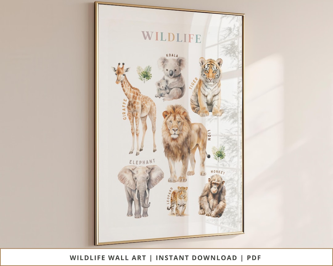 Wildlife Animal Wall Art Print | Classroom Animal Decor | Kids ...