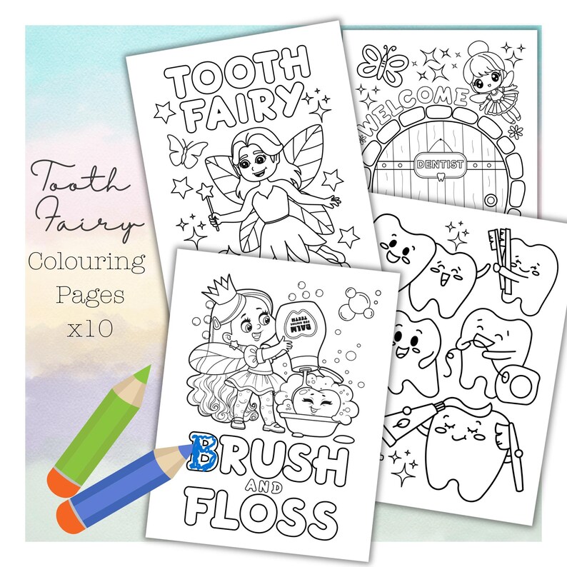 Printable Tooth Fairy Colouring Pages for Kids | Lost Tooth Activity ...