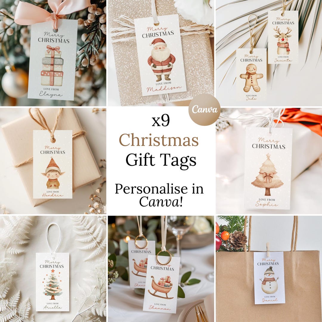 Editable Christmas Gift Tags, Customisable, Printable Christmas Party ...