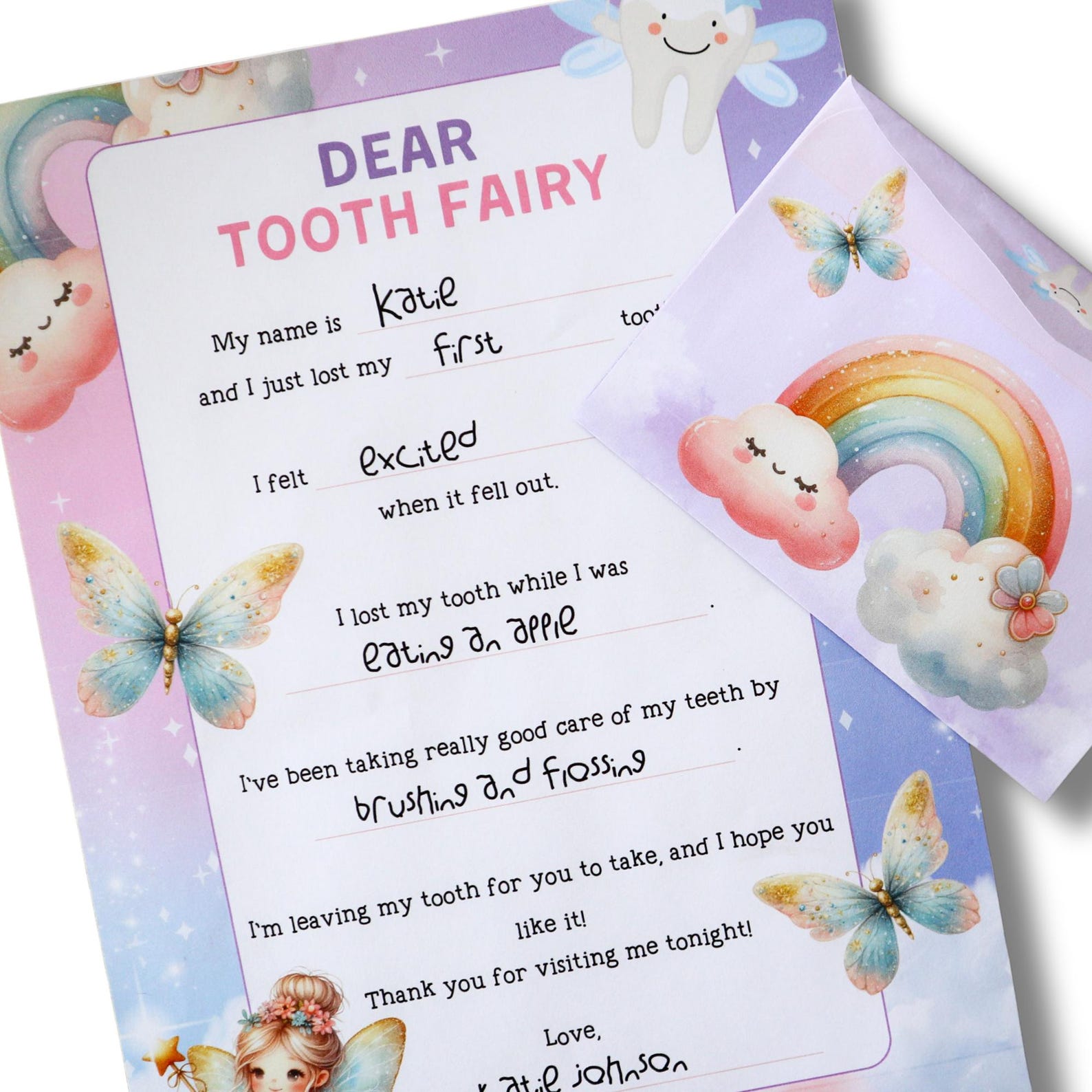 Tooth Fairy Letter & Envelope | Printable | Tooth Fairy Stationery Set ...