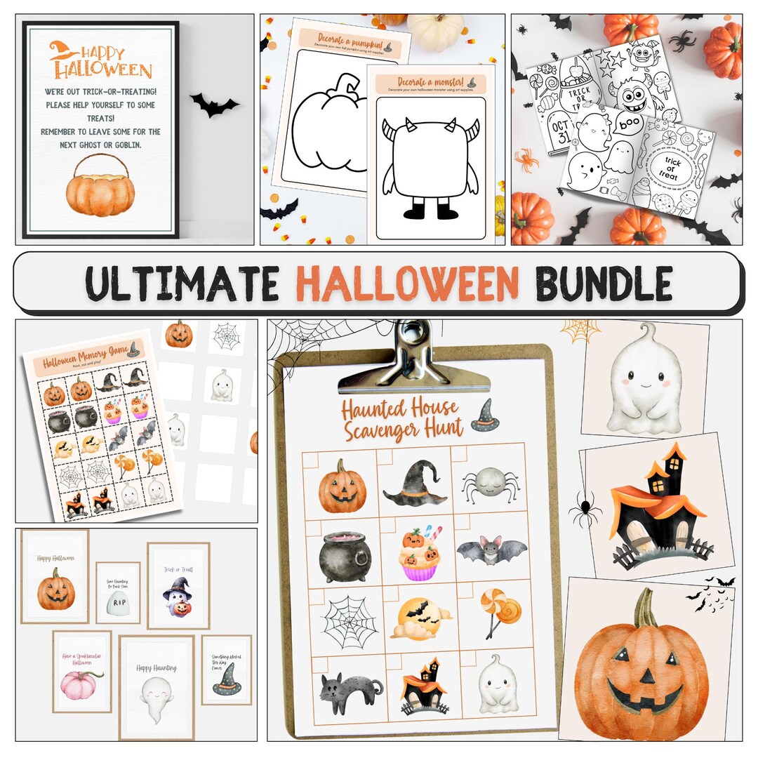 Halloween Bundle | Wall Art | Coloring Pages | Kids Activities | Party ...