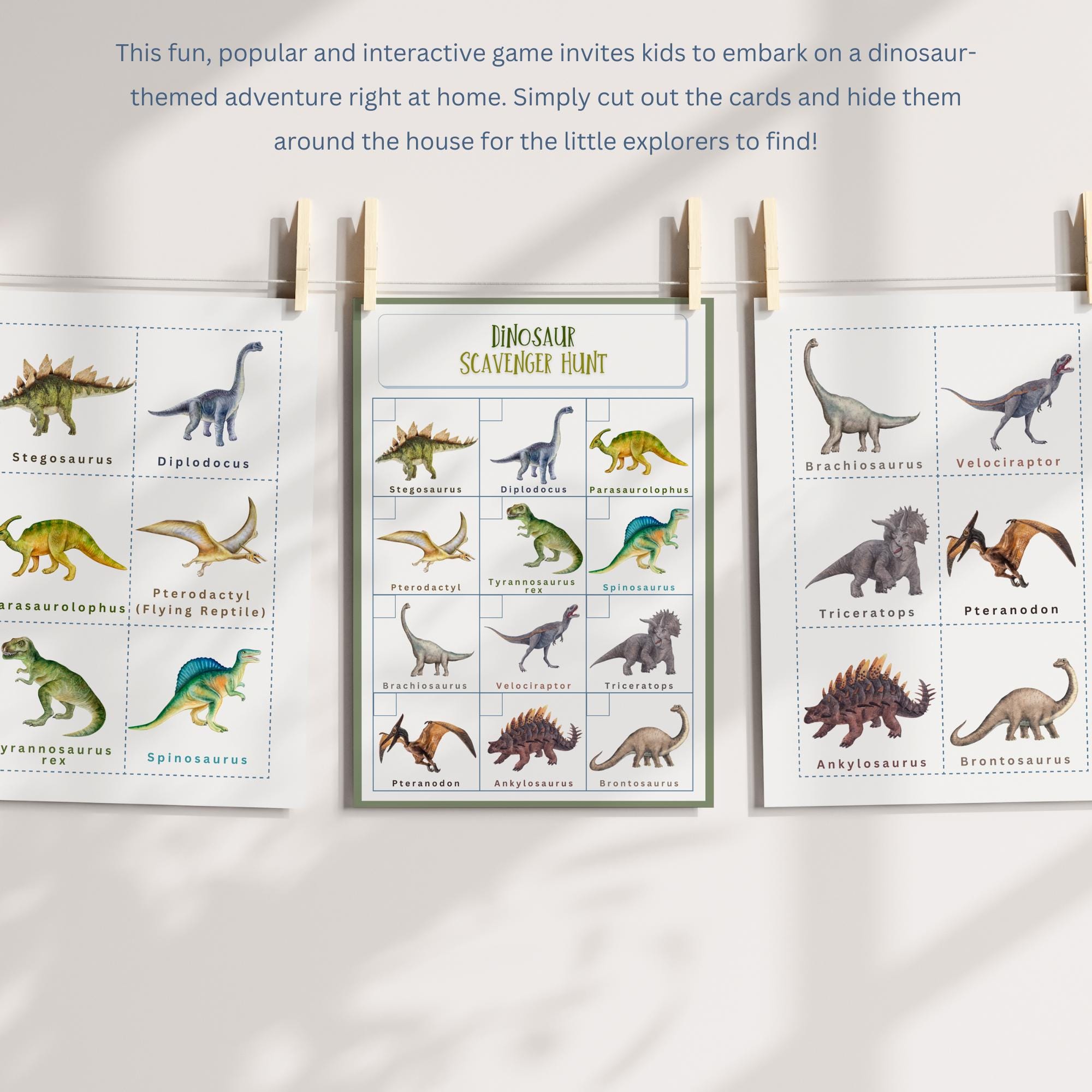 Dinosaur Scavenger Hunt Printable Cards Dinosaur Classroom & Holiday ...