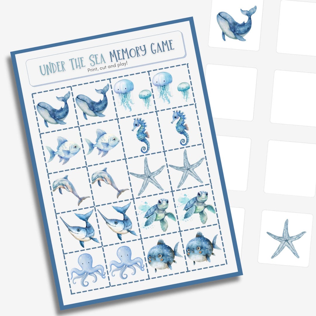 Under the Sea Memory Game Printable | Ocean-themed Kids Birthday Party ...