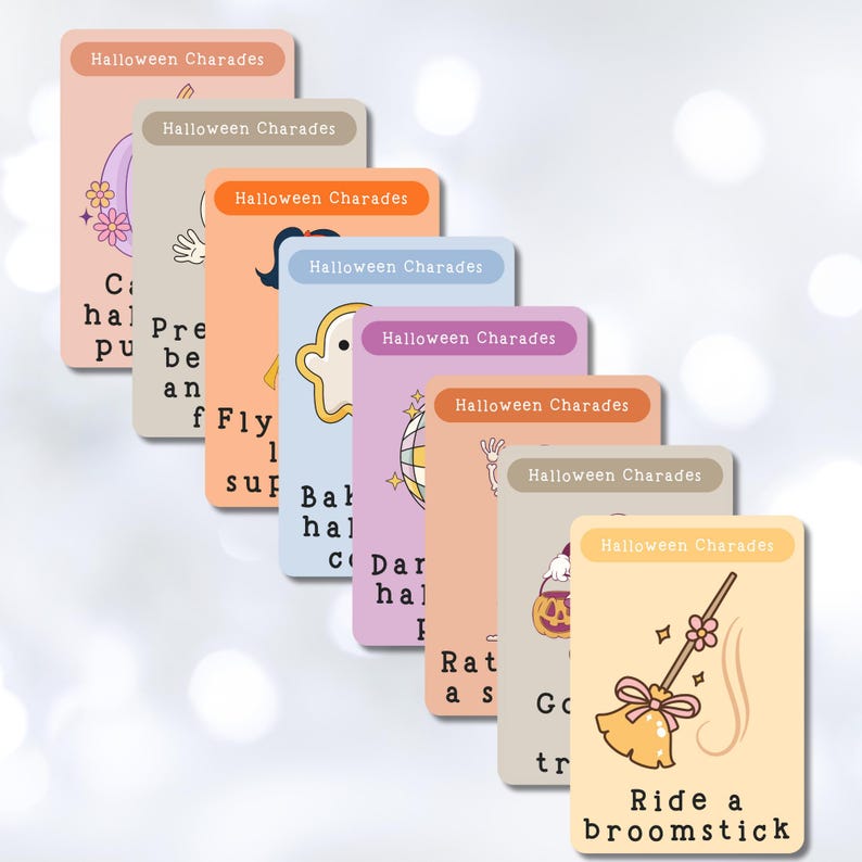 Printable Halloween Charades Game | Fun & Easy Charades Cards | Blank ...