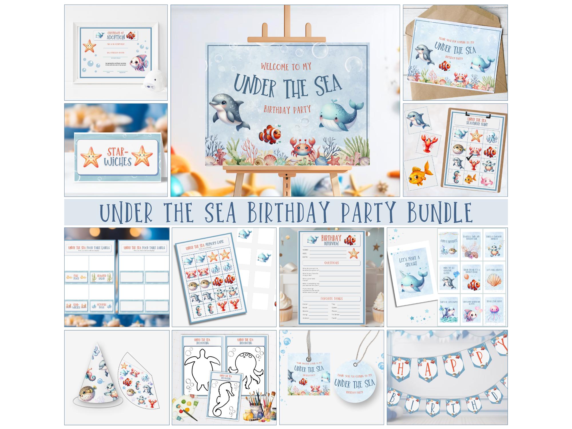 Under the Sea Kids Party Printable Bundle | Ocean-themed Birthday ...