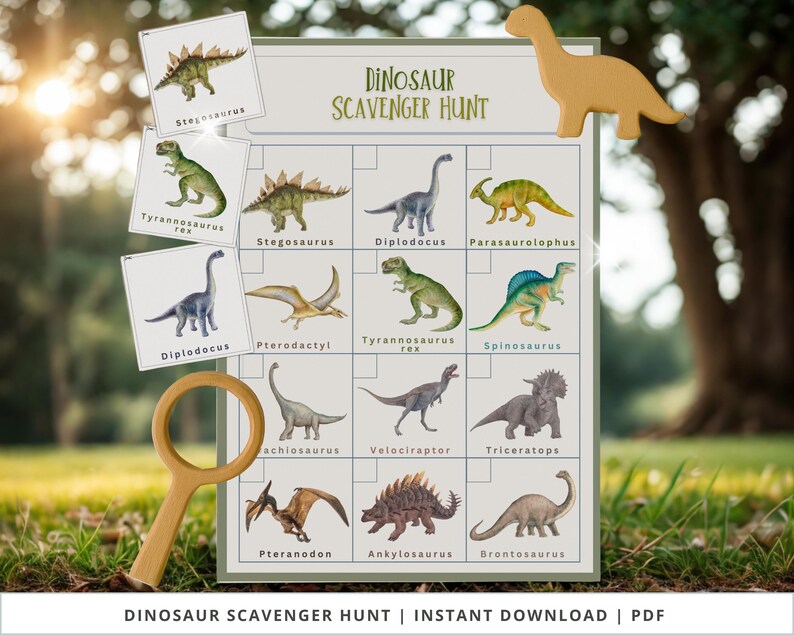 Dinosaur Scavenger Hunt Printable Cards | Dinosaur Classroom & Holiday ...