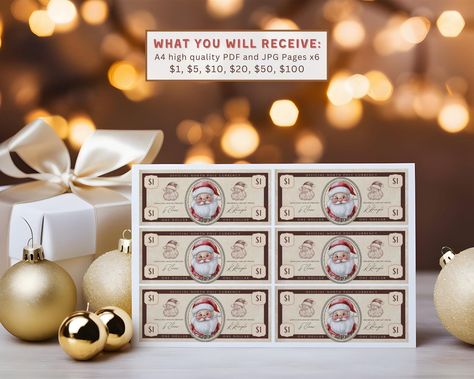 Christmas North Pole Currency, Play Money, Santa Claus Money, Printable ...