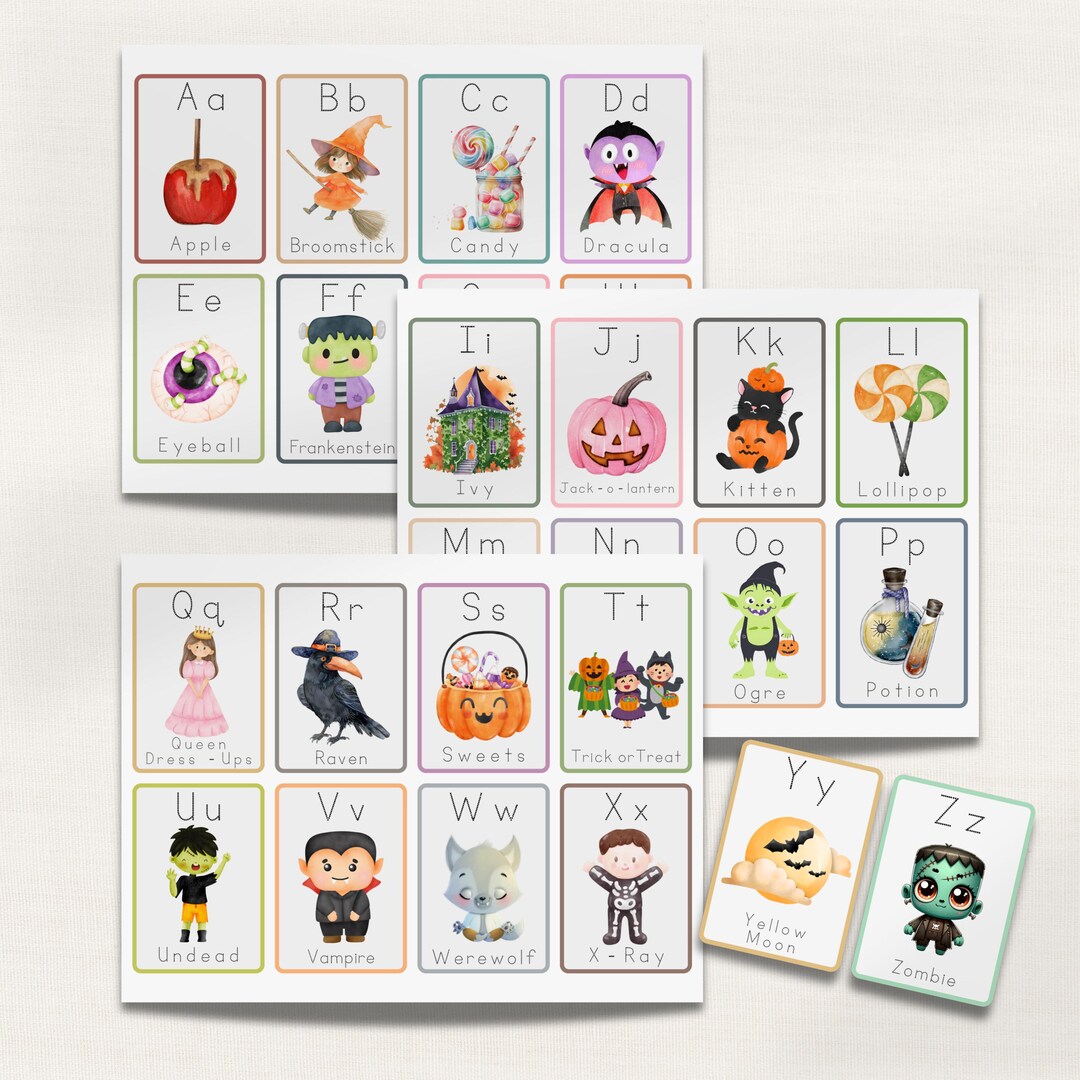 Halloween Alphabet Flash Cards, Spooky Abcs (digital Download) - Etsy