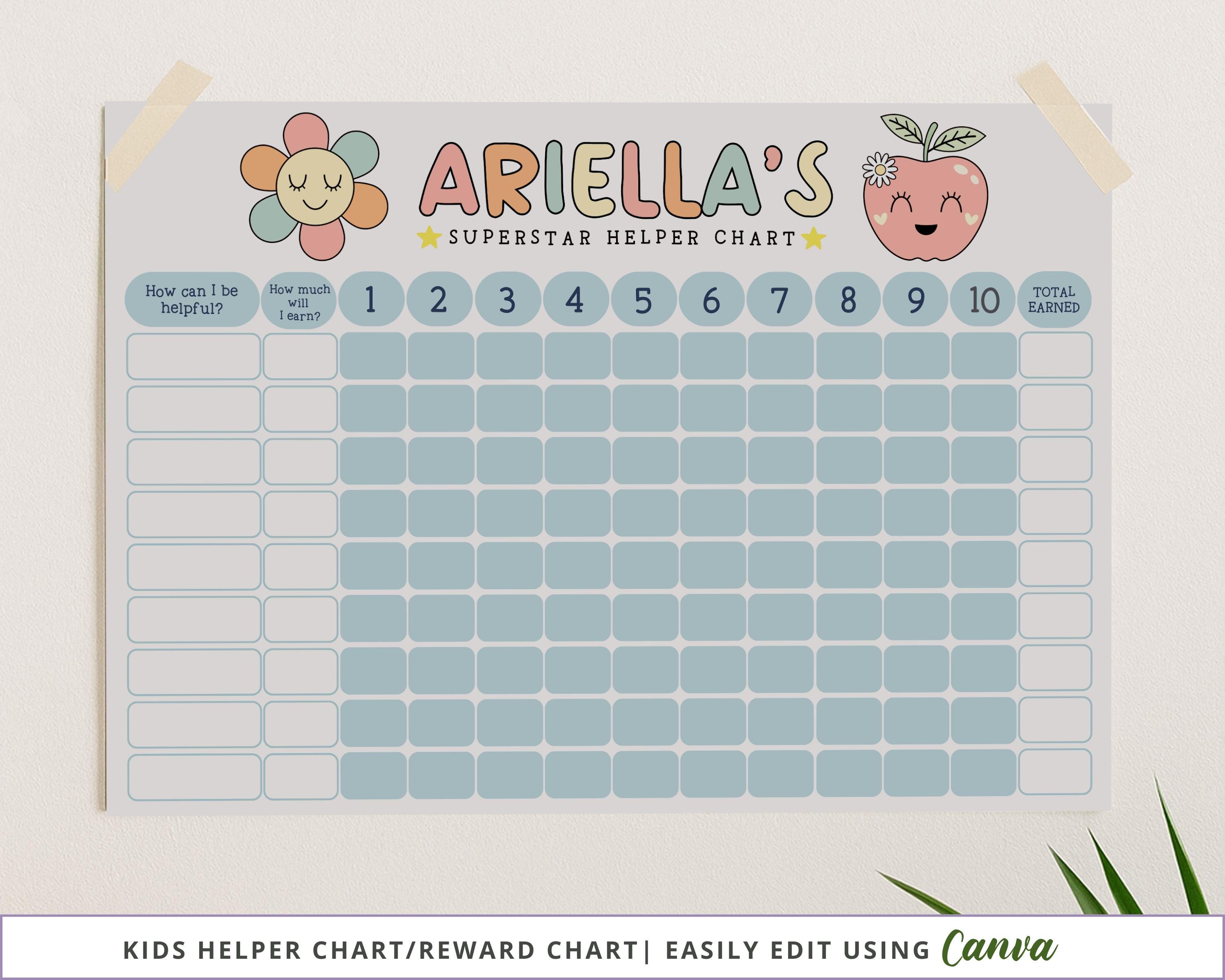 Editable Reward Chart for Kids | Customisable Helper Chart | Chore ...