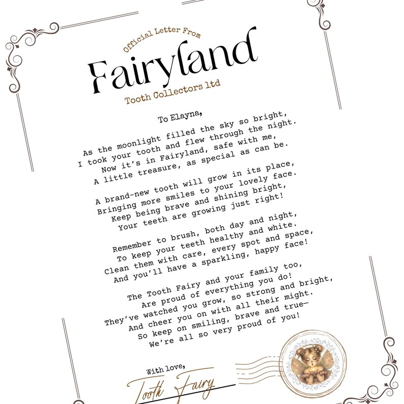 Editable Tooth Fairy Letter, Personalised Kids Tooth Fairy Letter ...