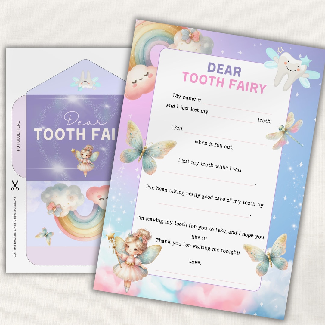 Printable Tooth Fairy Letter & Envelope, Fill-in Template (digital ...