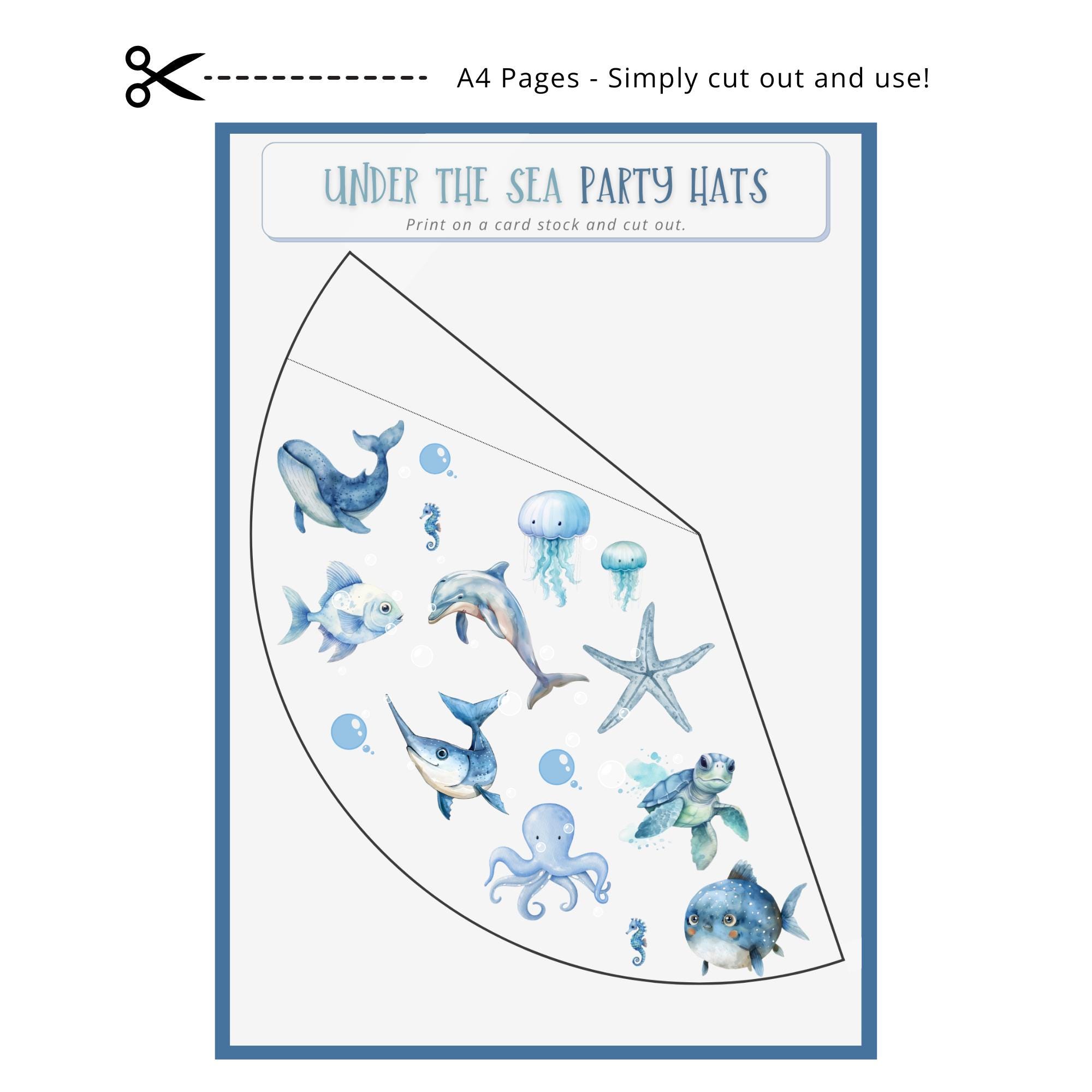 Under the Sea Party Hat Template Printable | Ocean-themed Kids Birthday ...