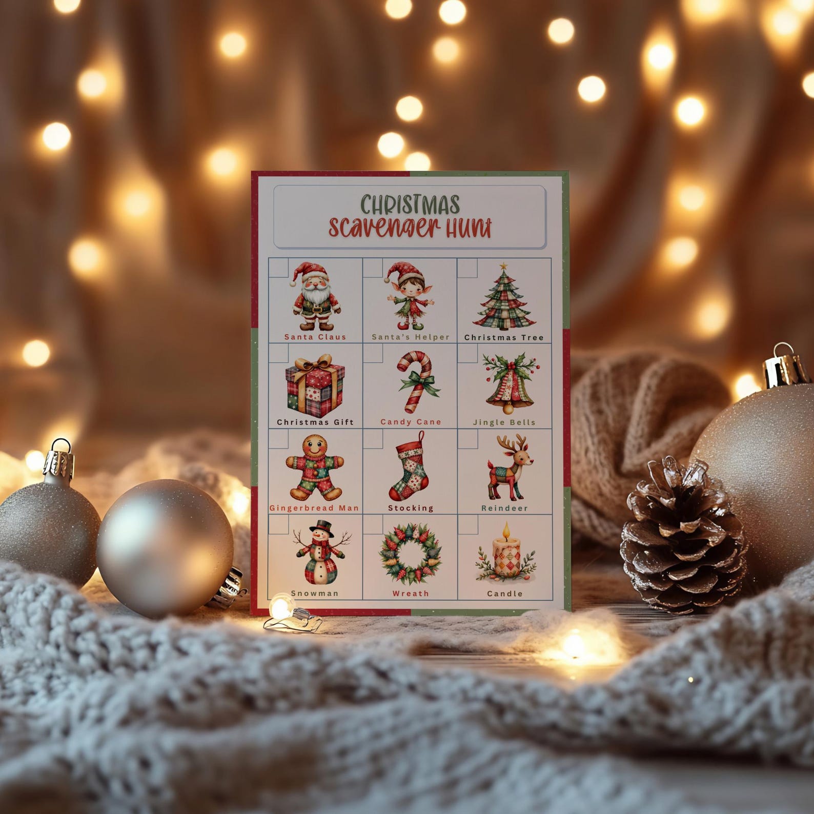 Christmas Scavenger Hunt Printable Cards, Holiday Party Game, Christmas ...