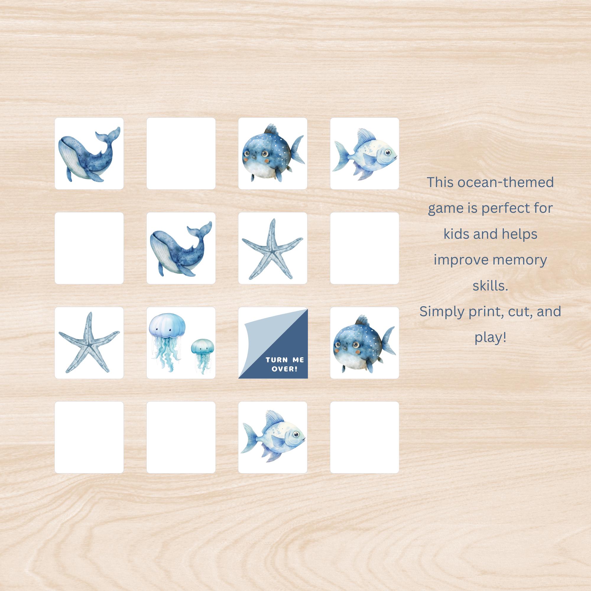 Under the Sea Memory Game Printable | Ocean-themed Kids Birthday Party ...