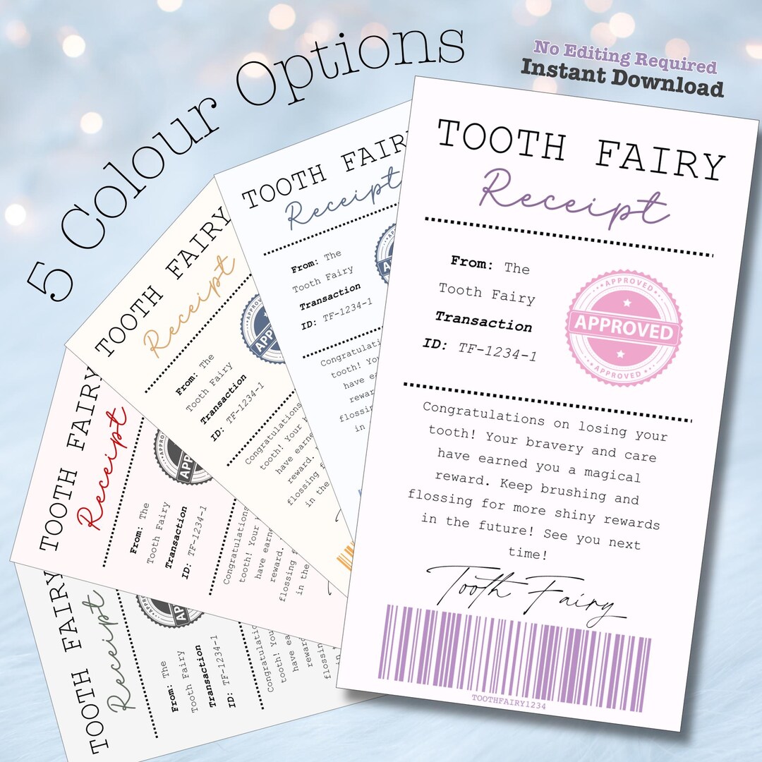 Printable Tooth Fairy Receipt for Kids Fun Keepsake for Lost Teeth ...