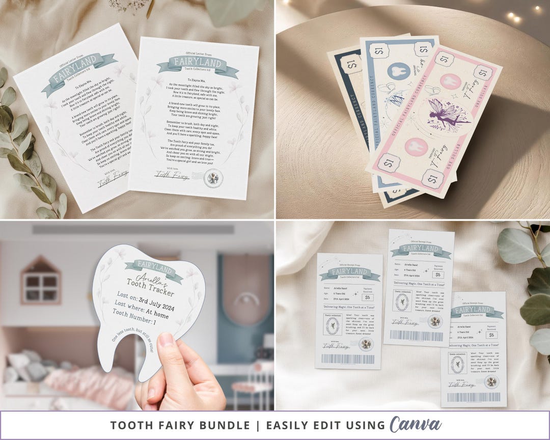 Editable Tooth Fairy Bundle, Tooth Fairy Letter, Tooth Tracker, Tooth ...