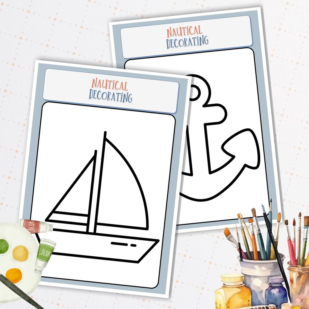 Nautical Decorating Pages Printable Nautical Coloring Sheets Kids Party ...
