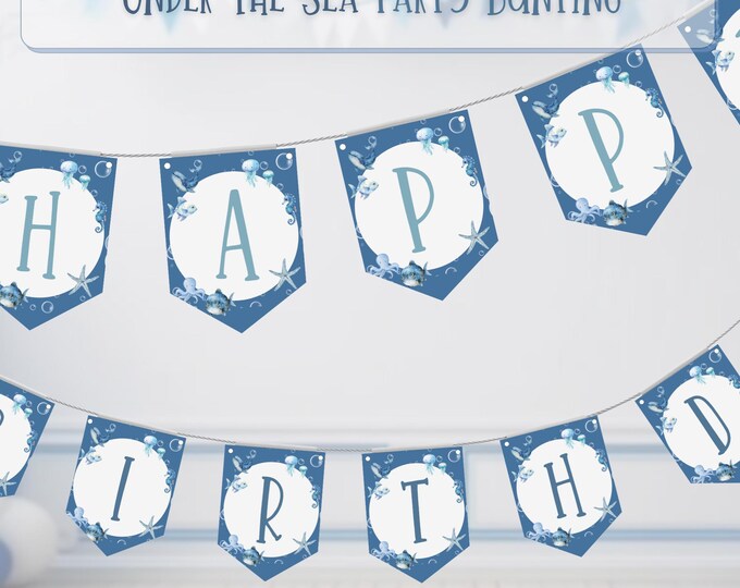 Editable Under the Sea Birthday Flags Printable Ocean Happy Birthday ...
