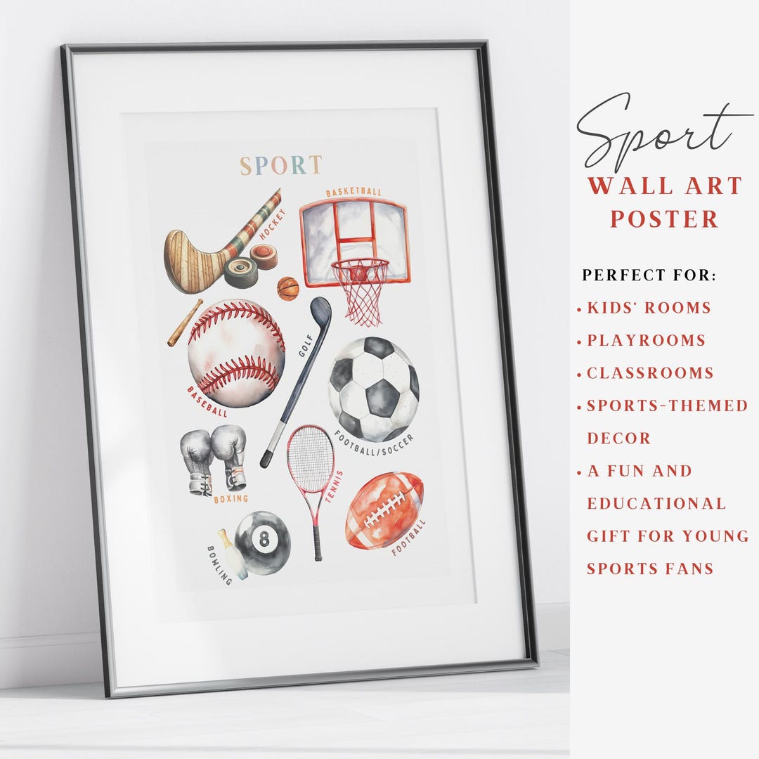 Sport Wall Art Print | Classroom Sports Decor | Kids Printable Art ...