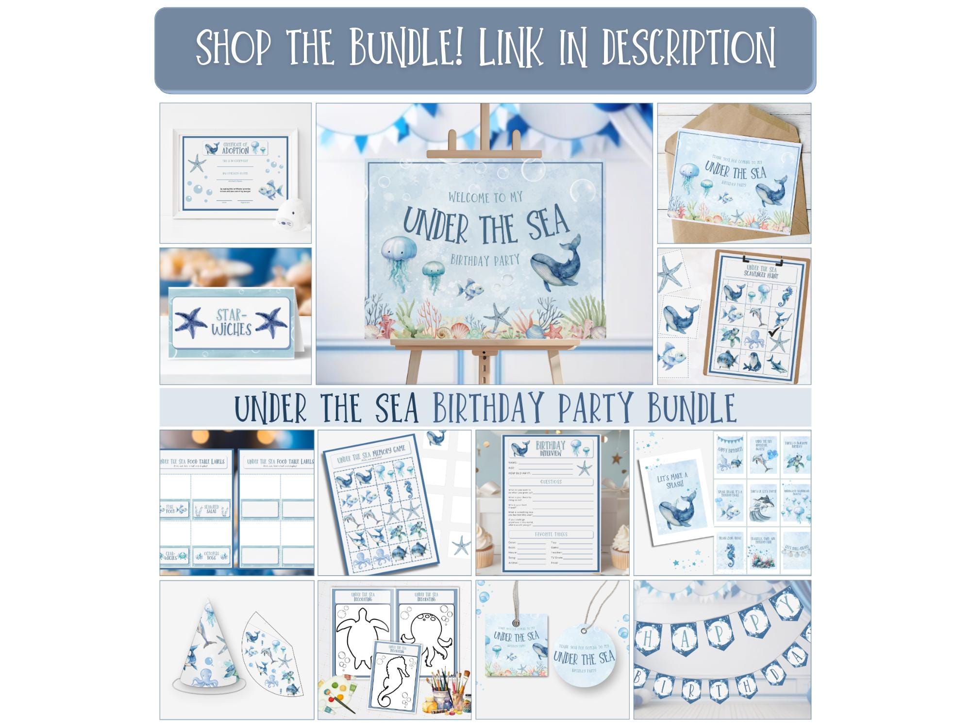 Under the Sea Wall Art Printable Set | Ocean-themed Birthday Party ...