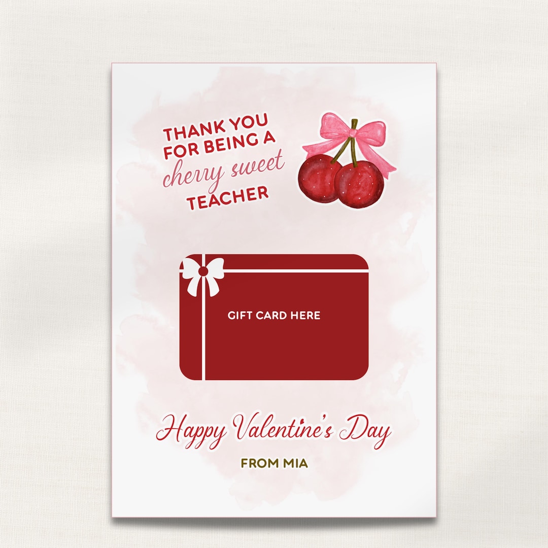 Valentine Teacher Gift Card Holder, Editable Valentine Tag, Teacher ...