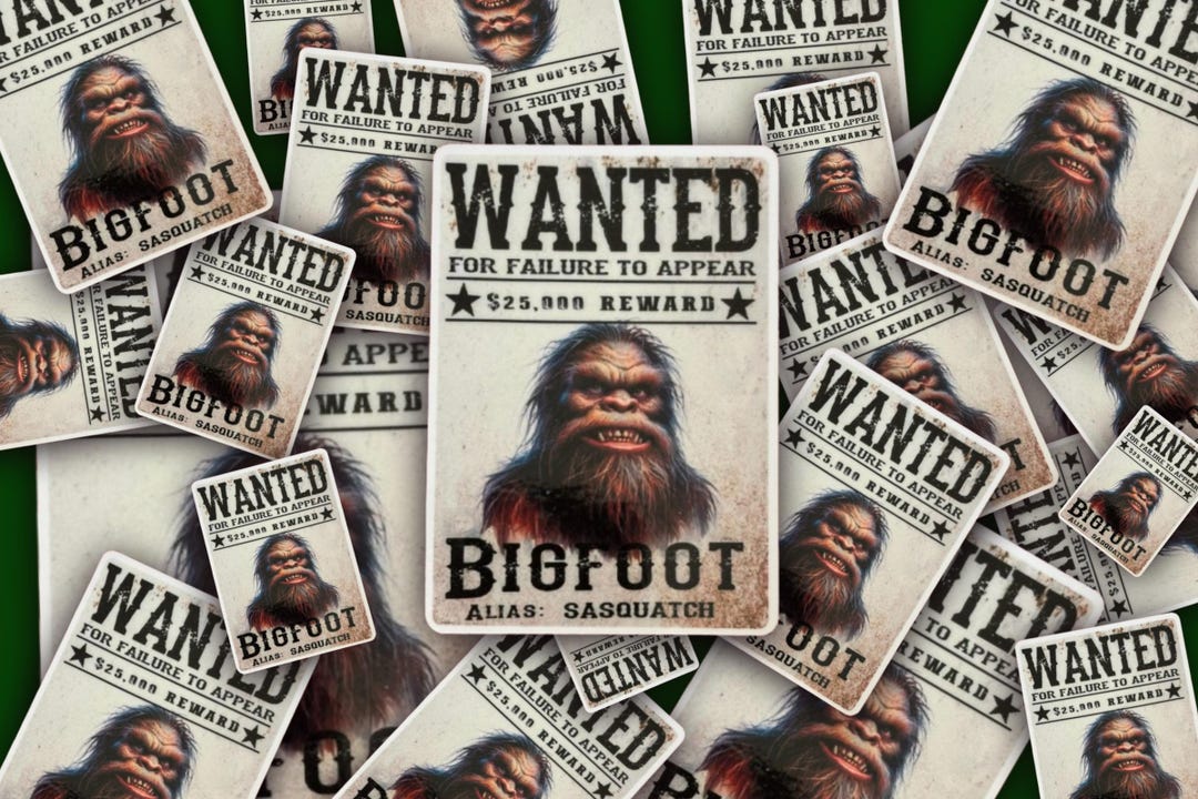 Wanted Bigfoot Angry: Waterproof Vinyl Sticker - Etsy
