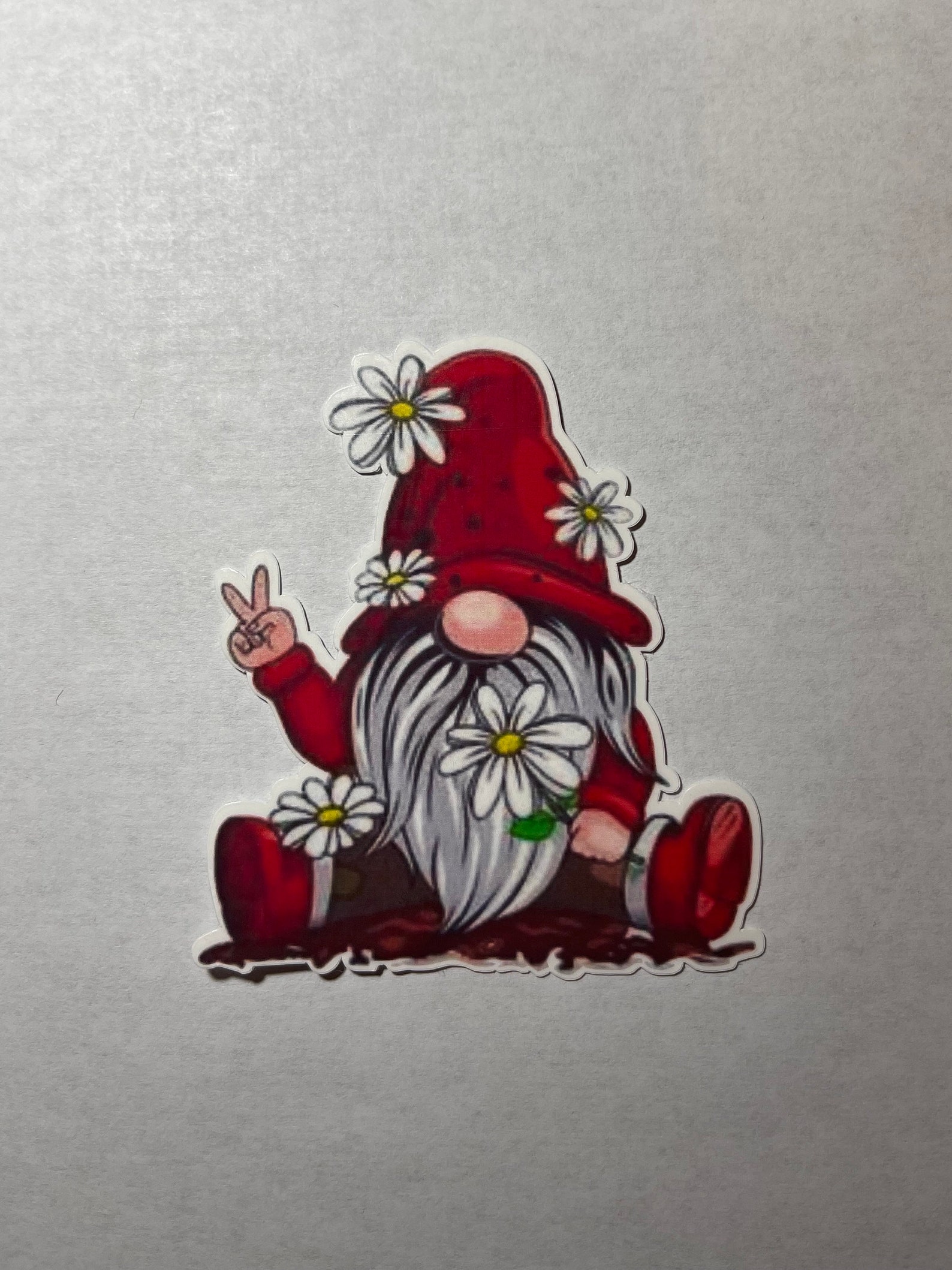 Peace Gnome With Flowers Sticker 3”x3” - Etsy