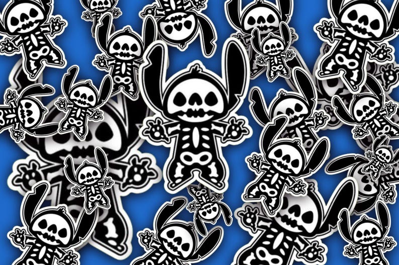Skeleton Stitch Cartoon Sticker - Etsy