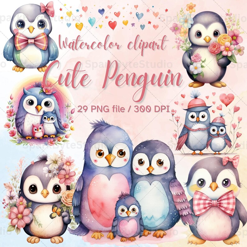 Cute Penguin Clipart, Animals Clipart, Valentine Clipart,penguin Png ...