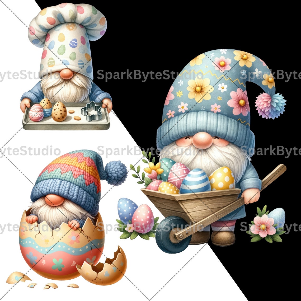 Gnome Easter Egg Clipart, Watercolor Clipart, Easter Egg Clipart ...