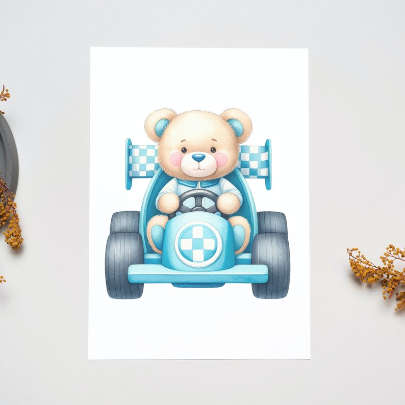 Blue Race Car Clipart, Racing Car Clipart, Blue Bear Clipart ...