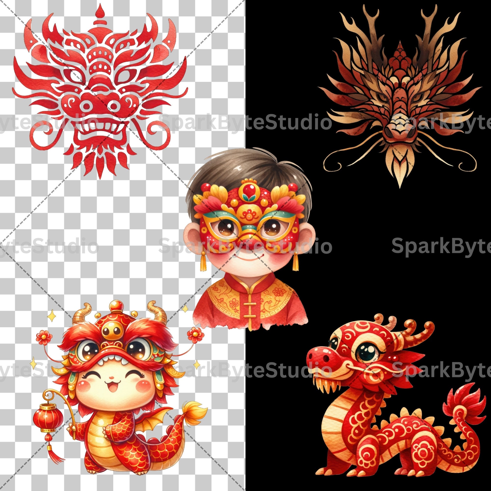 Dragon Chinese New Year 2024 Watercolor Clipart,cute Dragon Clipart ...