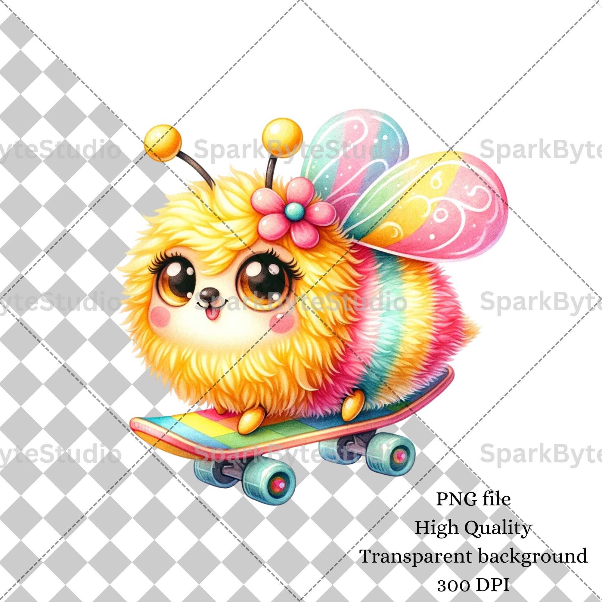 Cute Bee Watercolor Clipart, Kawaii Bee Clipart, Funny Bee Clipart ...