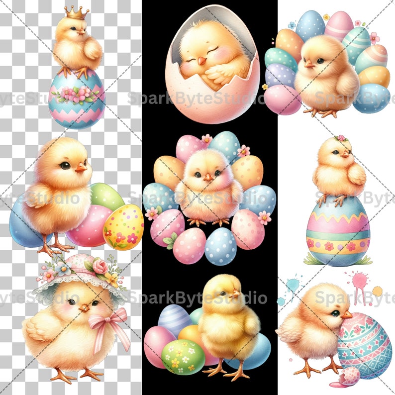Watercolor Baby Chick Clipart: Easter & Spring Designs (PNG, Commercial ...