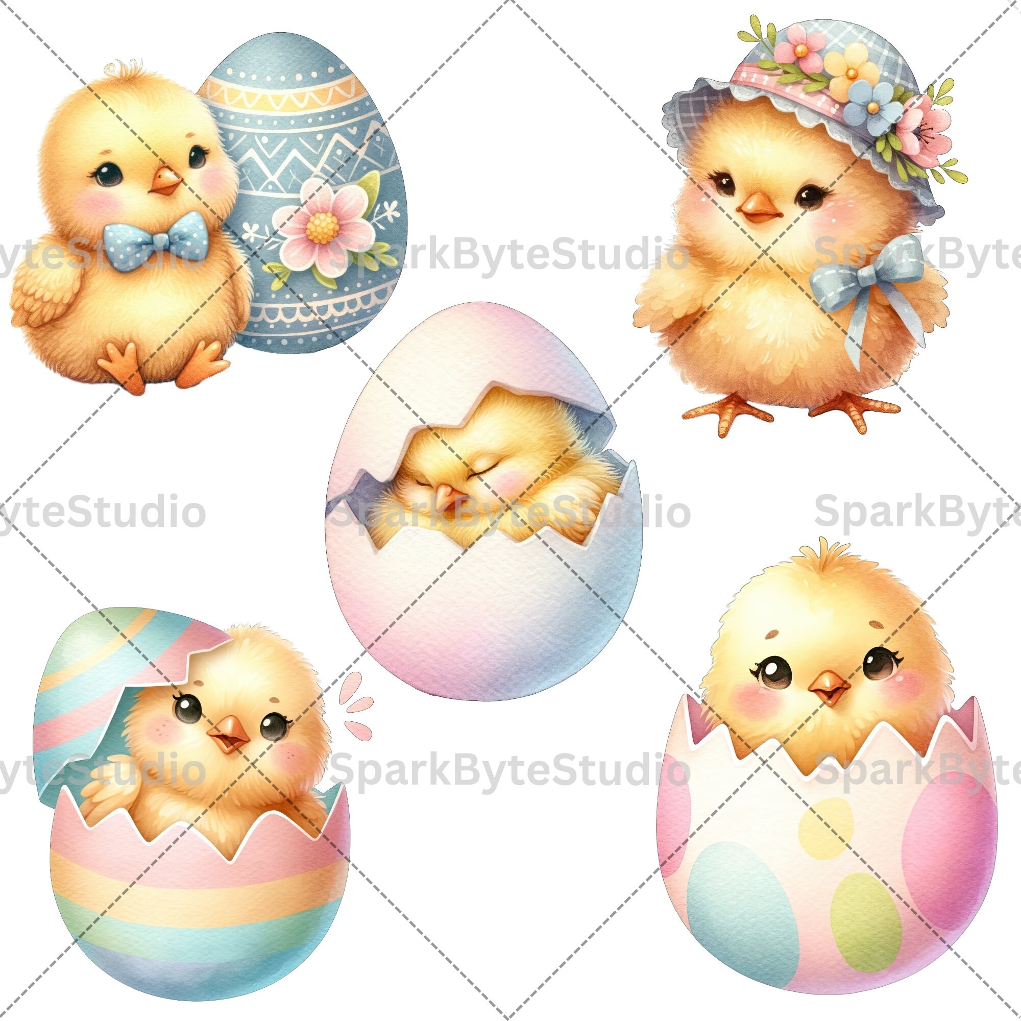 Baby Chick Watercolor Clipart, Easter Clipart, Spring Clipart, Baby ...
