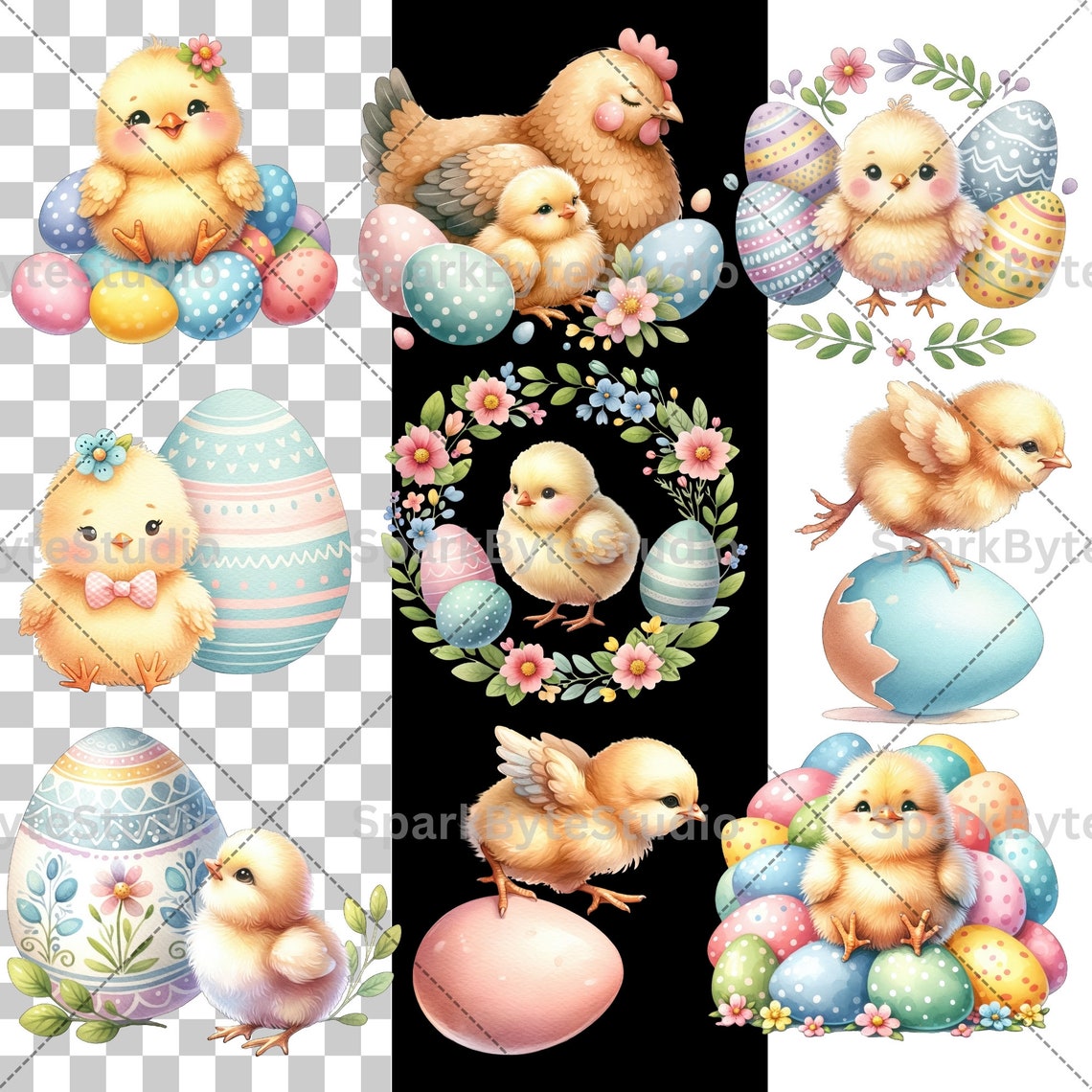 Baby Chick Watercolor Clipart, Easter Clipart, Spring Clipart, Baby ...