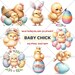 Baby Chick Watercolor Clipart, Easter Clipart, Spring Clipart, Baby ...