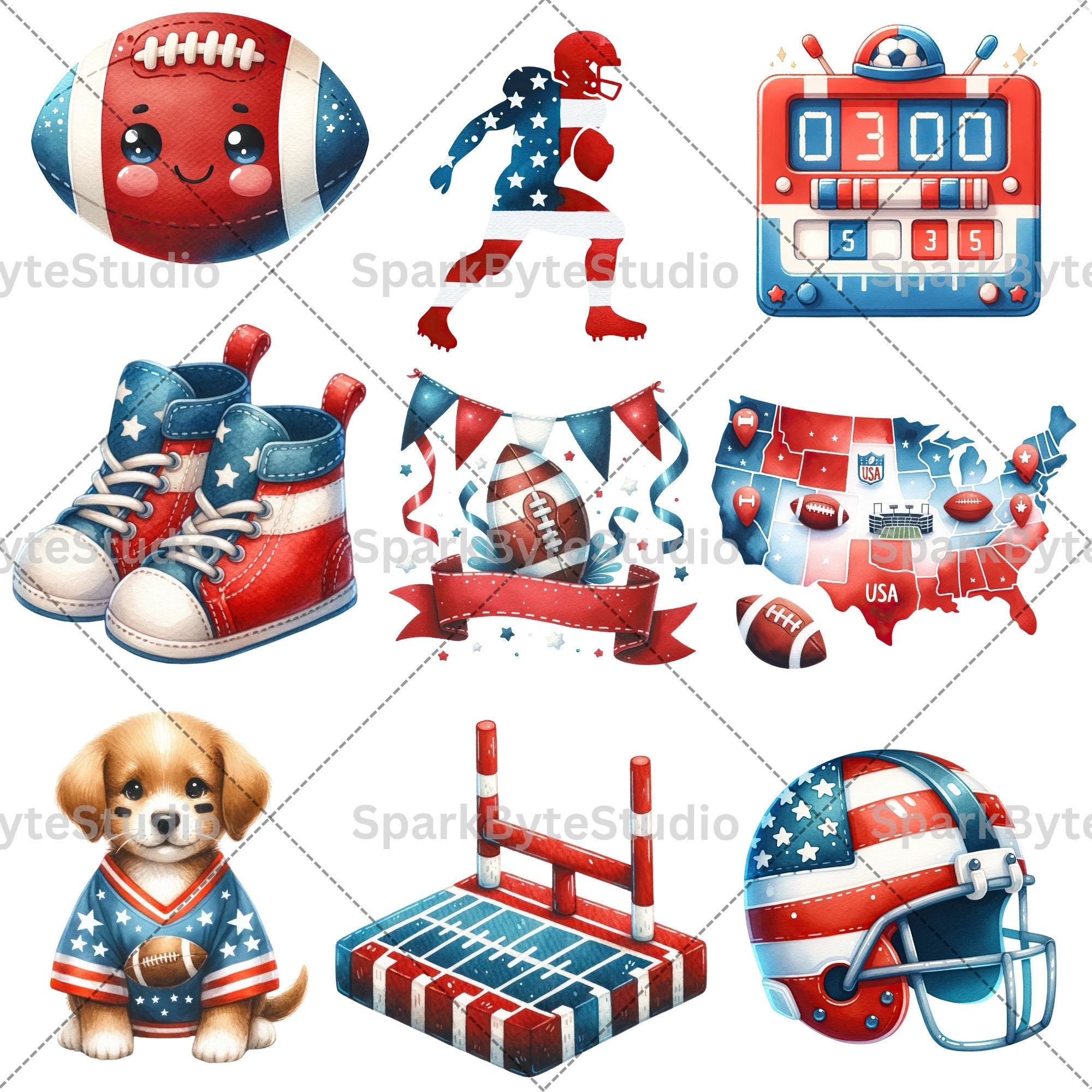 American Football Watercolor Clipart, Football Team, Football Png ...