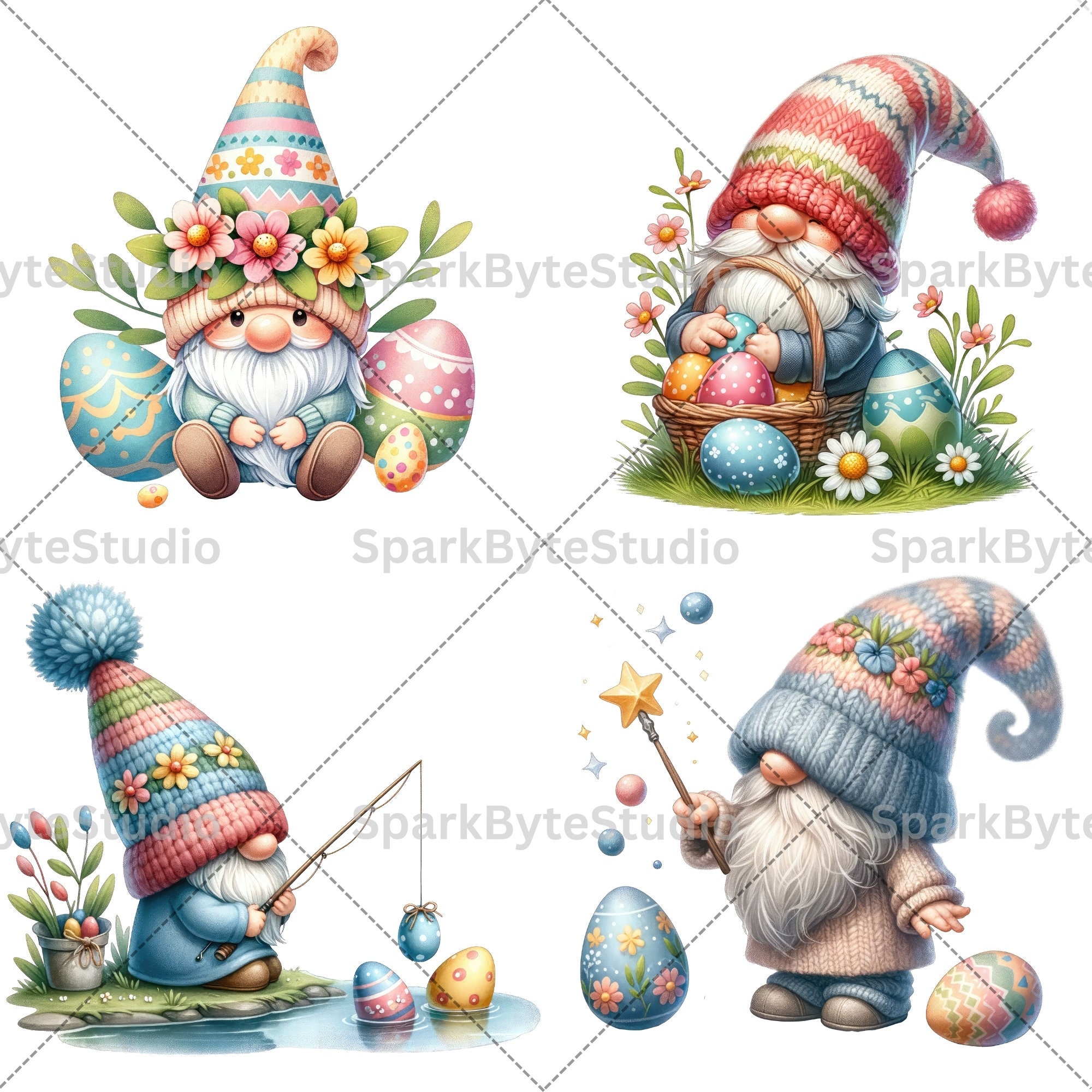 Gnome Easter Egg Clipart, Watercolor Clipart, Easter Egg Clipart ...