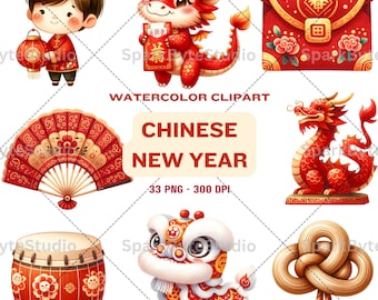 Dragon Chinese New Year 2024 Watercolor Clipart,cute Dragon Clipart ...