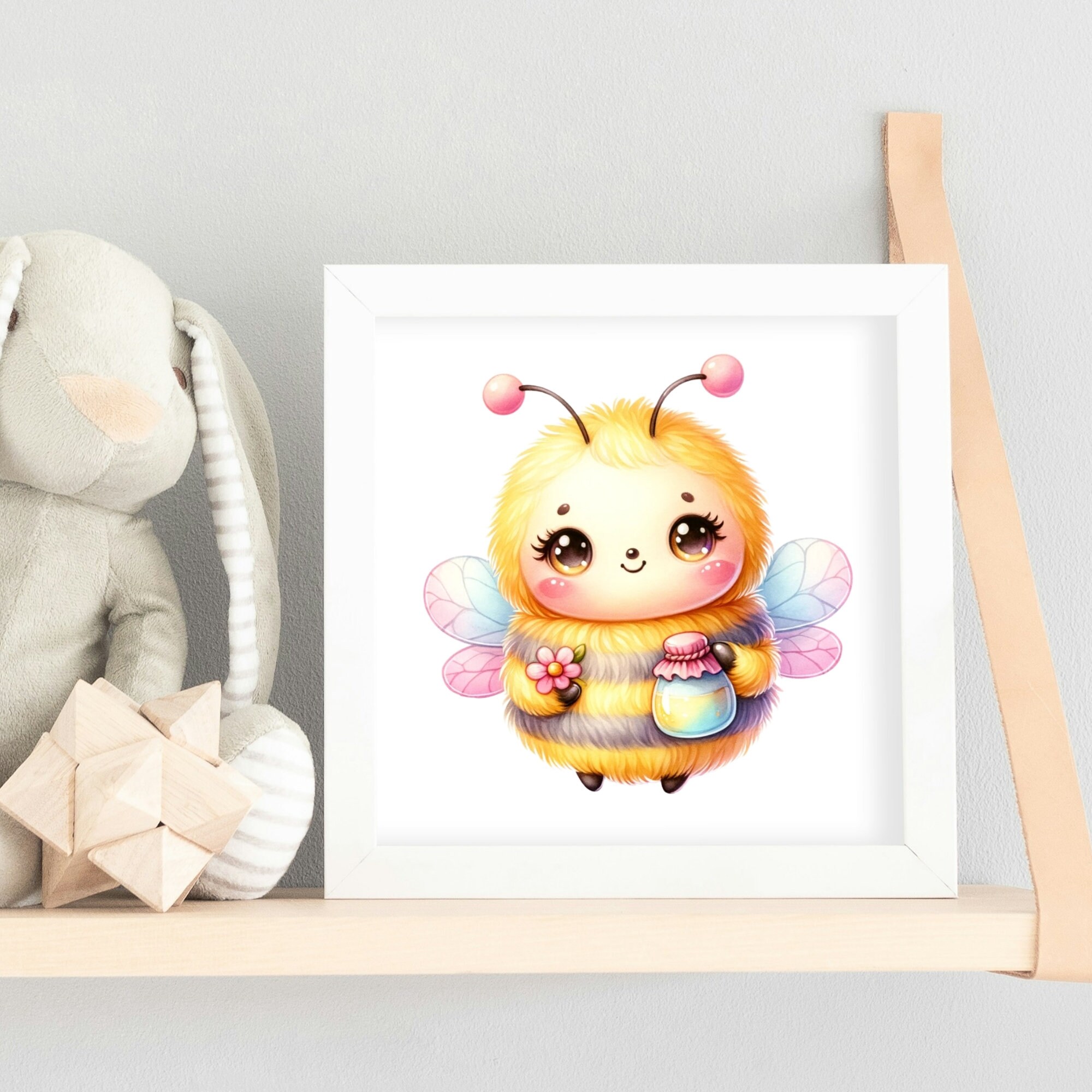 Cute Bee Watercolor Clipart, Kawaii Bee Clipart, Funny Bee Clipart ...