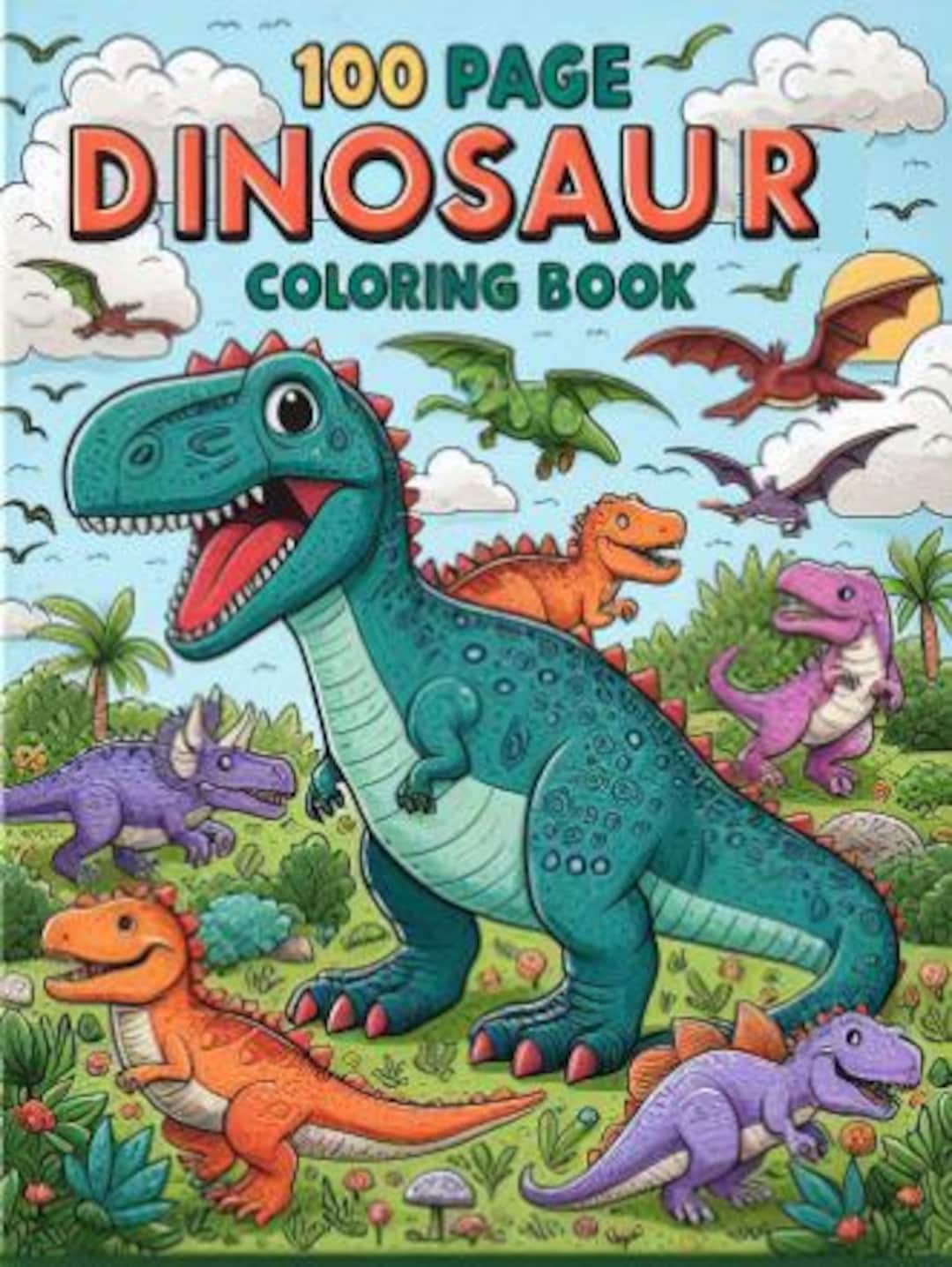 100 Page Dinosaur Printable Coloring Book - Etsy