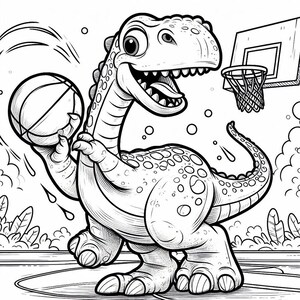 Dinosaur Printable Coloring Book - Basketball (30 Pages) - Etsy