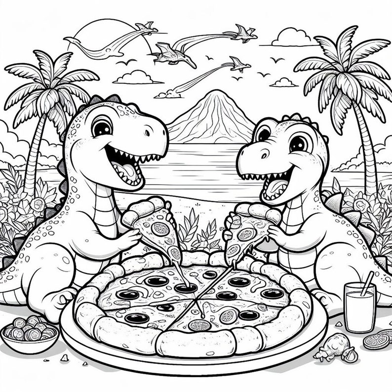 Dinosaur Printable Coloring Book (40 Pages) - Etsy