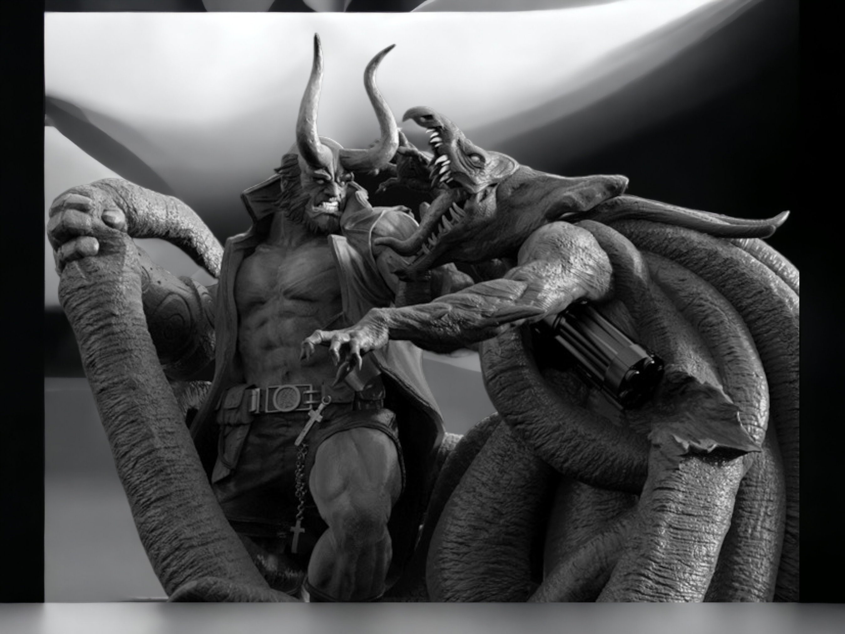 Hellboy Fighting Diorama 3D Stl Files for 3D Printers, 3D Digital ...