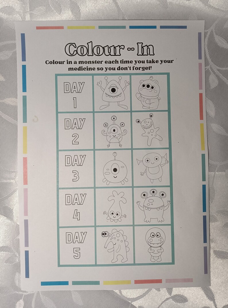 Kids Antibiotic Tracker Coloring Pages PDF Monsters Creative Health ...
