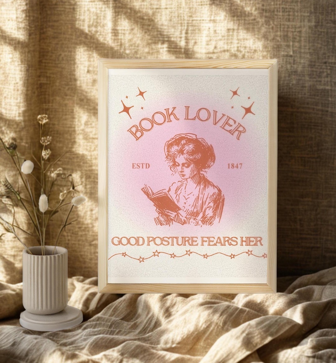 Vintage Book Lover Poster | Digital Download | Reading Art Print ...