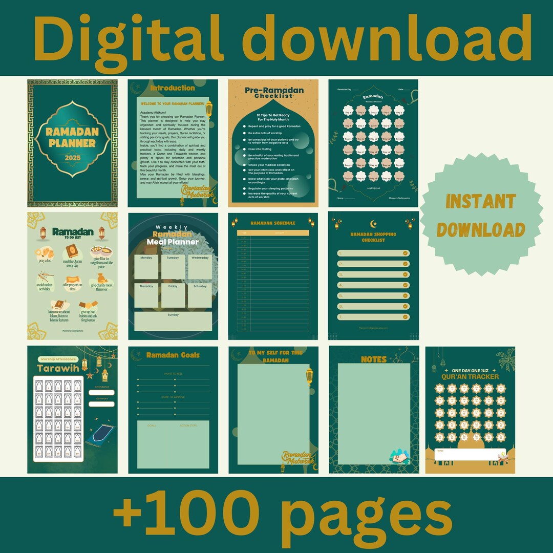Ramadan Planner 2025: Daily Schedule, Meal Prep & Quran Tracker ...